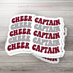 Cheer Captain Waterproof Vinyl Sticker With Laminate, Burgundy and ...