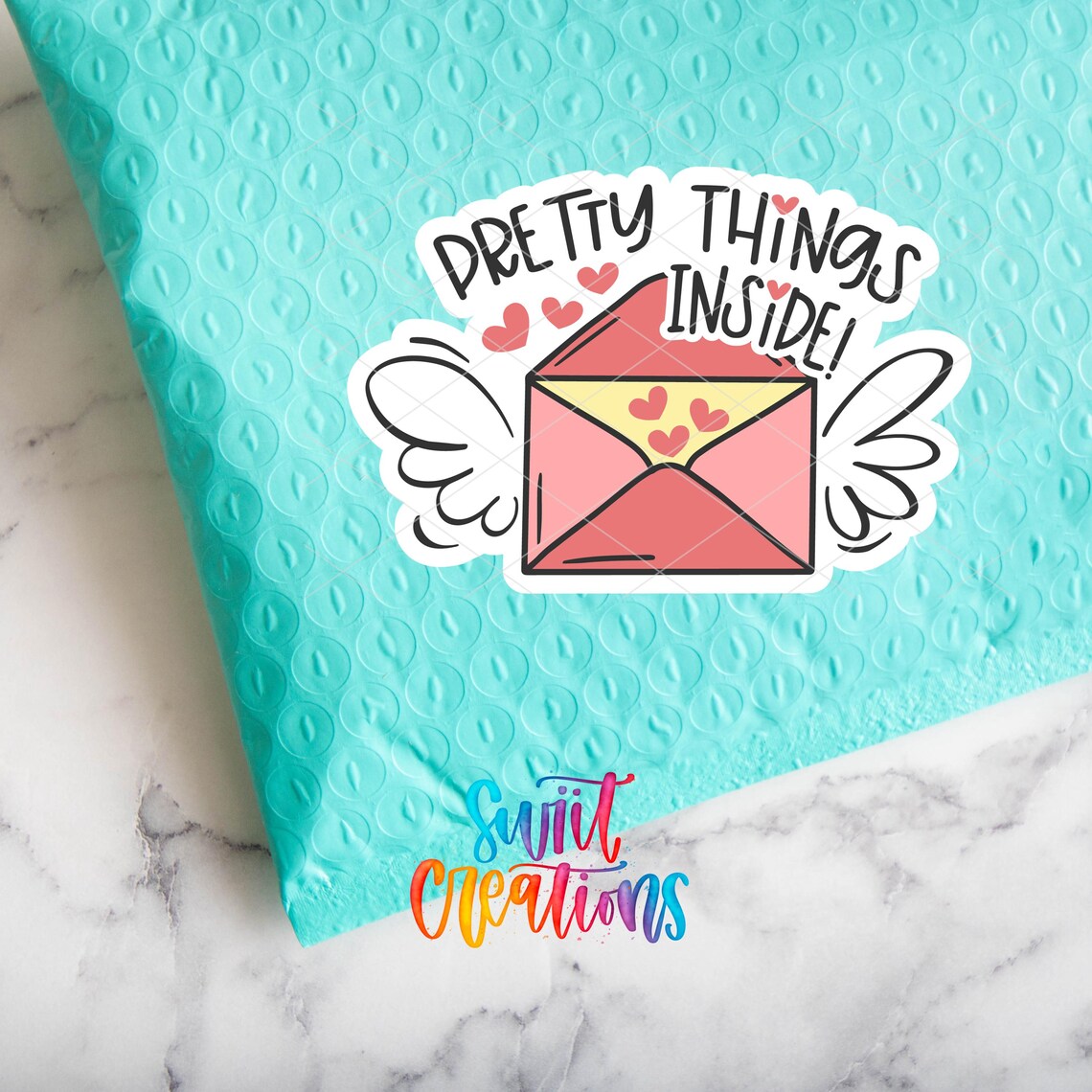 Pretty Things Inside Sticker | Happy Mail Packaging Sticker | Small ...