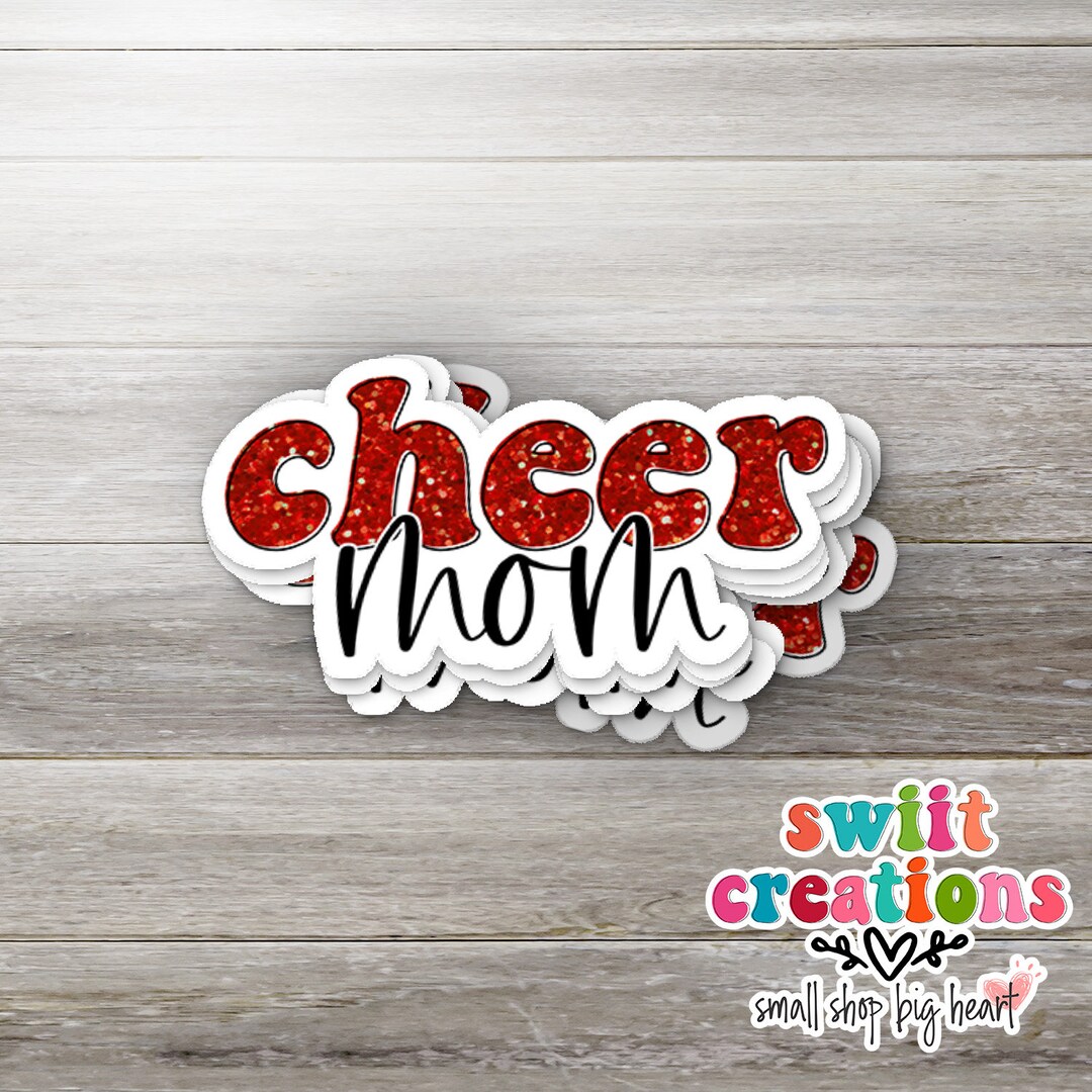 Cheer Mom Waterproof Vinyl Sticker Red, Cheerleader Sticker, Cheer ...