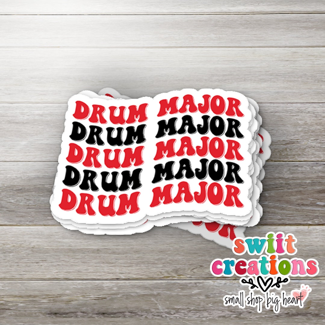 Drum Major Waterproof Vinyl Sticker With Laminate, Black and Red ...