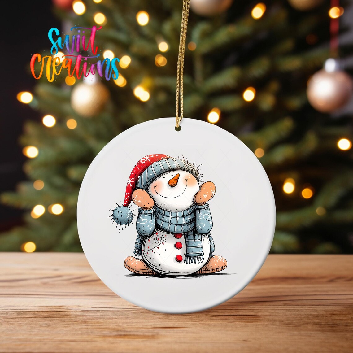 Snowman UV DTF Ornament Decal | Holiday Hat & Scarf Winter Wrap | Cute ...