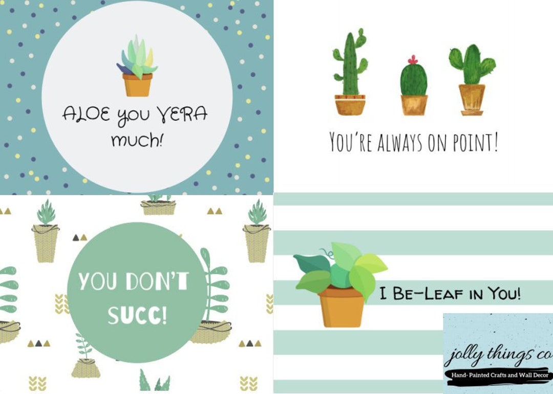 FOUR Digital Downloads- 4 Printable PDF Cactus and Plant ENCOURAGEMENT ...