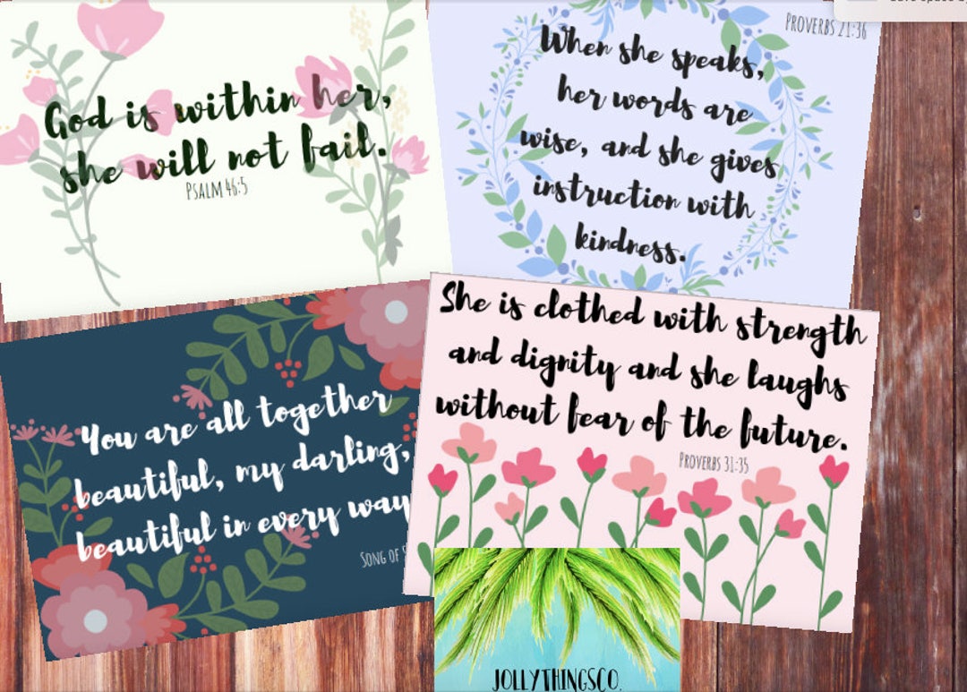 FOUR Digital Downloads- 4 Printable PDF Bible Verse ENCOURAGEMENT Cards ...