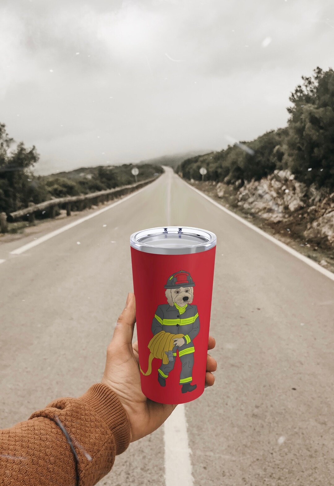 FIREFIGHTER DODDLE Portrait TUMBLER - Custom Pet Coffee Mug - Fire ...