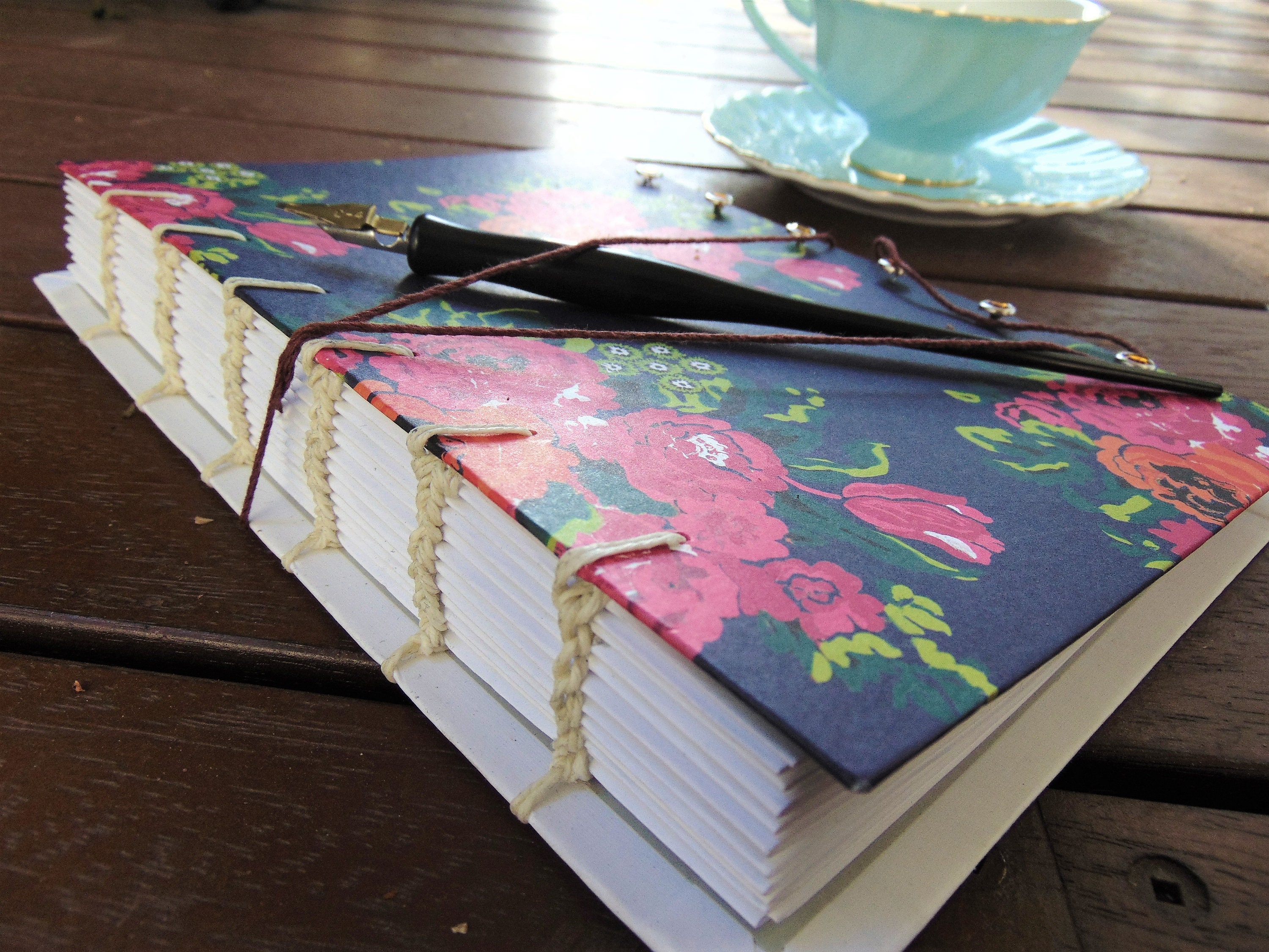 Rose Garden Coptic Stitch Journal: Handmade A5 Notebook - Etsy