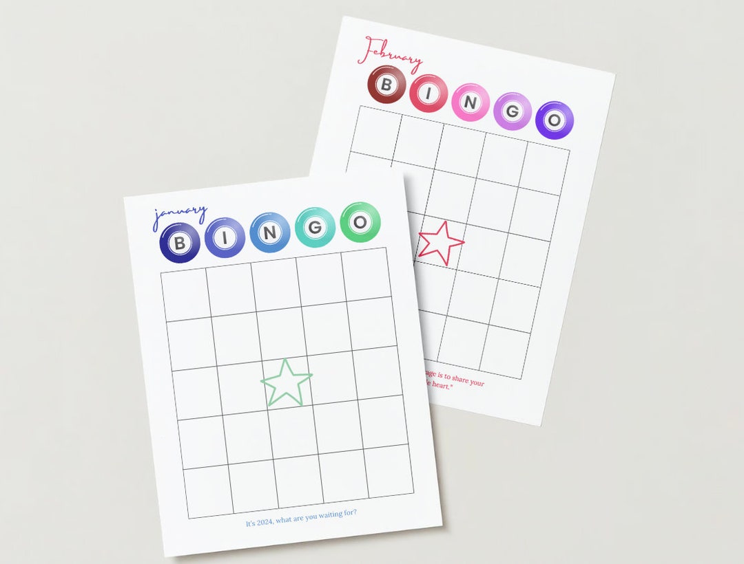 Monthly 2024 Bingo Card Template, to Do List, Bingo Goals - Etsy