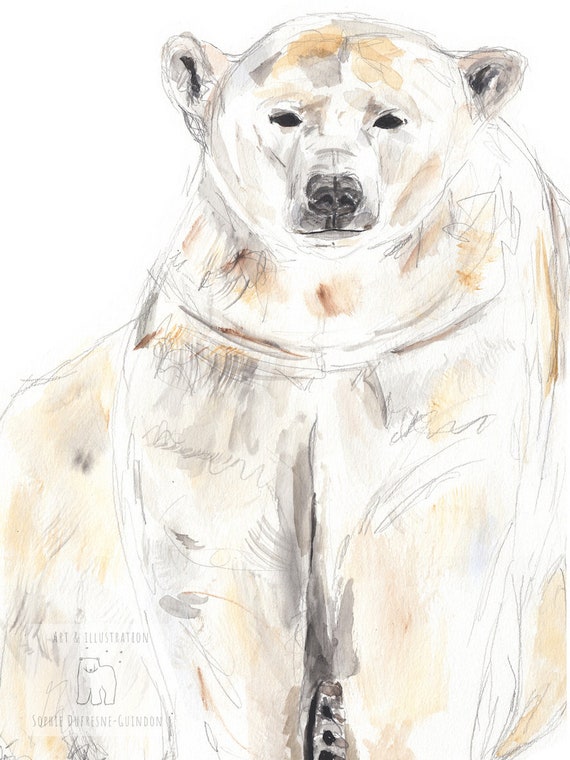 ILLUSTRATION OURS POLAIRE art minimaliste peinture | Etsy