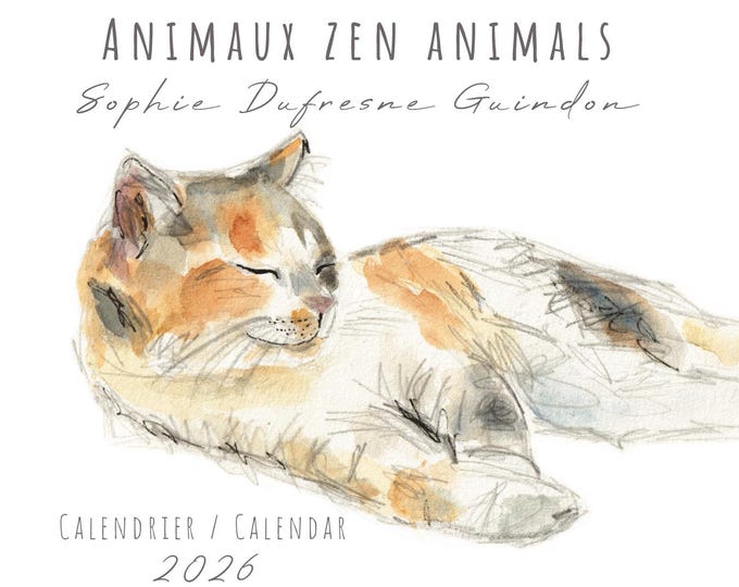 2026 Calendar Watercolor | Monthly Zen Animal Mural Calendar | 12-month ...
