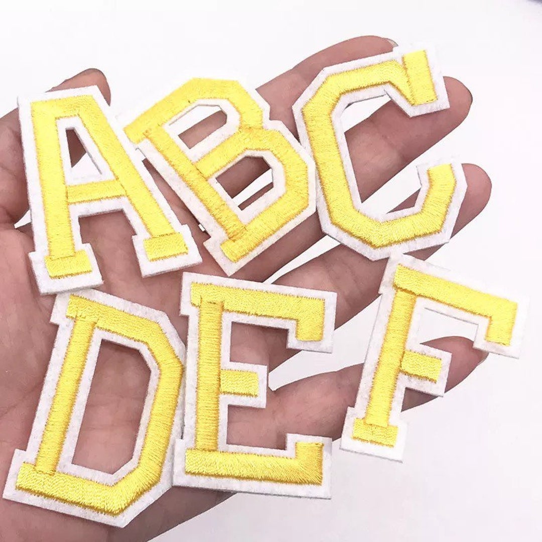 Bright Yellow Handmade Embroidery Alphabet Patchs/crative Letters ...