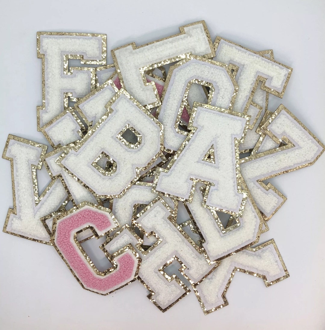 3.15” White Varsity Personalized Colorful Chenille With Gold Glitter ...