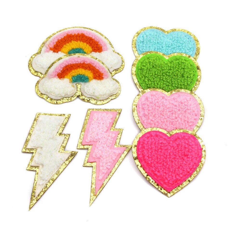 Small Rainbow Chenille Glitter Patch-adhesive Patch - Etsy