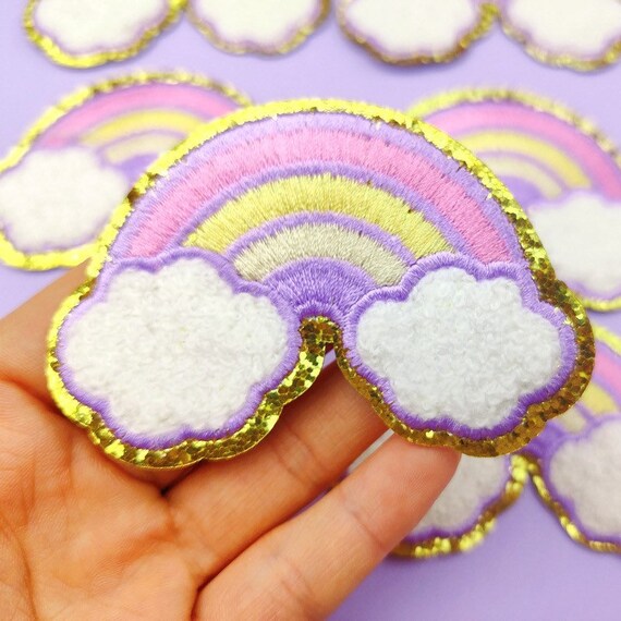 ADHESIVE Rainbow Chenille Patch-chenille Glitter Patch - Etsy