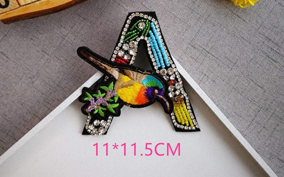 Personalize-letter A Patch-hand Sew on Beaded Patch-bird Crystal ...