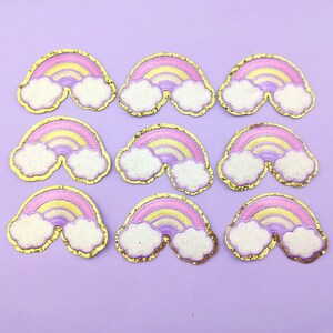 ADHESIVE Rainbow Chenille Patch-chenille Glitter Patch -rainbow Sticker ...