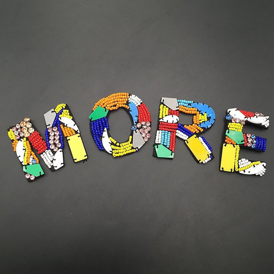 Letter MORE Colorful Handmade Beaded Embroidery Patchs/crative Alphabet ...