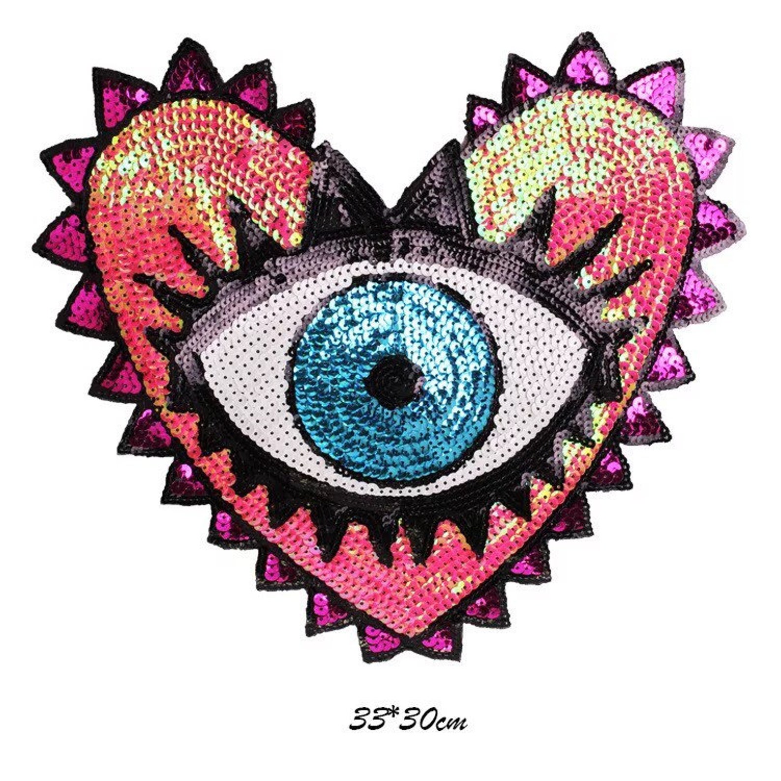 Embroidered Eye in Heart Patches Sequins Embroidery Patches - Etsy
