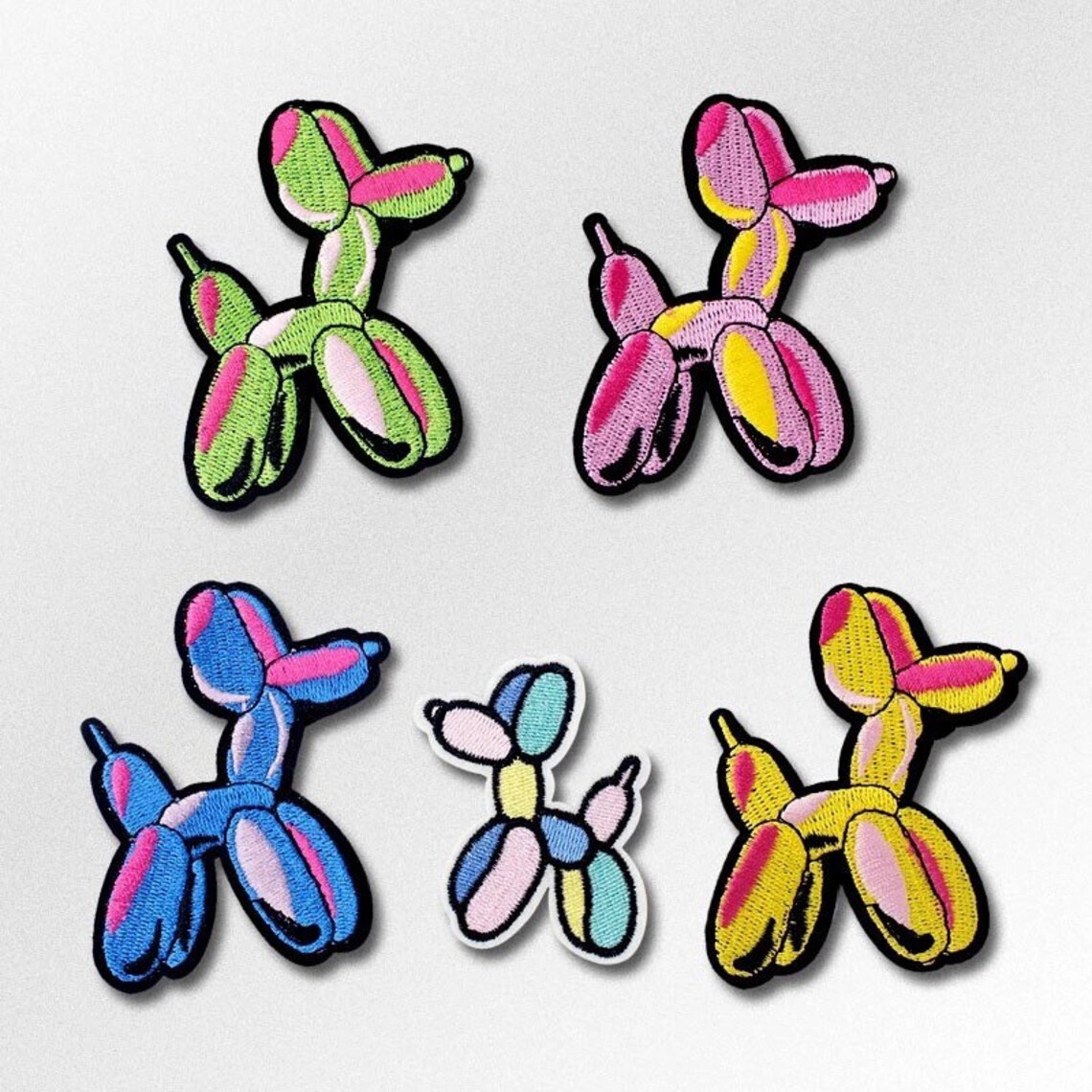 Green pink yellow Balloon Dog DIY Badge Embroidery Patch/Iron | Etsy