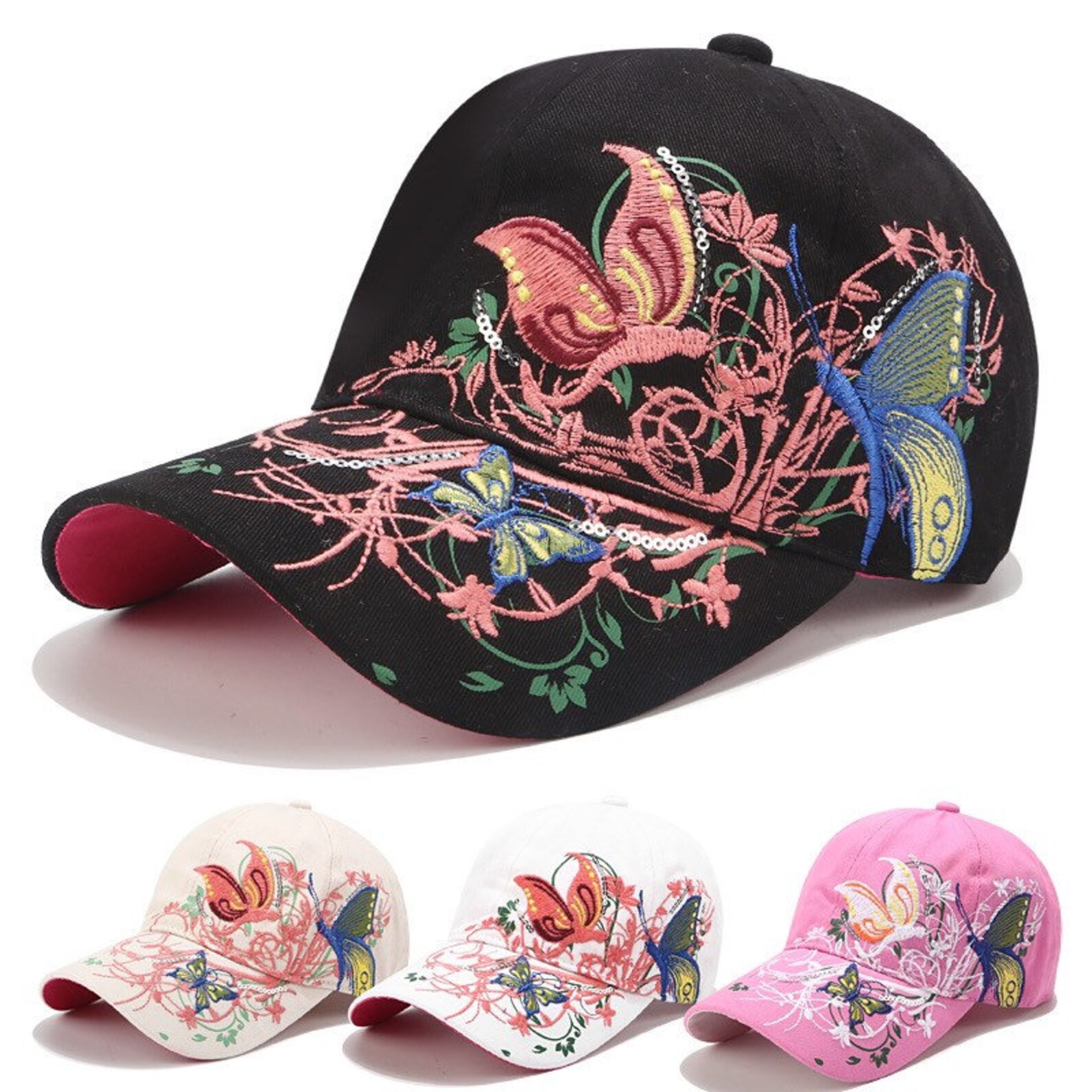Raphaelwonders Women Flowers Butterfly Embroidered Hat - Etsy