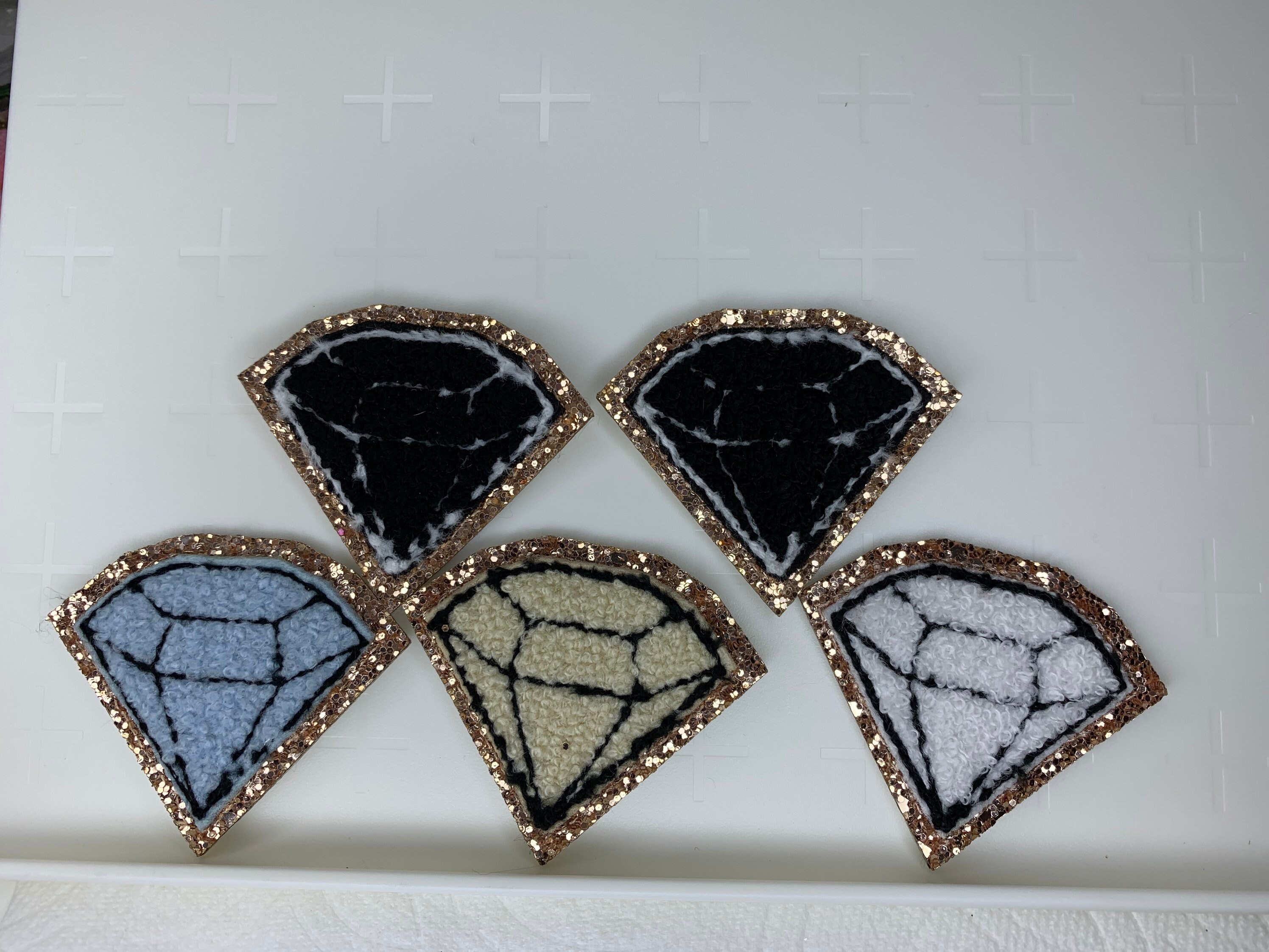 Adhesive Diamond Chenille Patch-more Colors Glitter Patch - Etsy