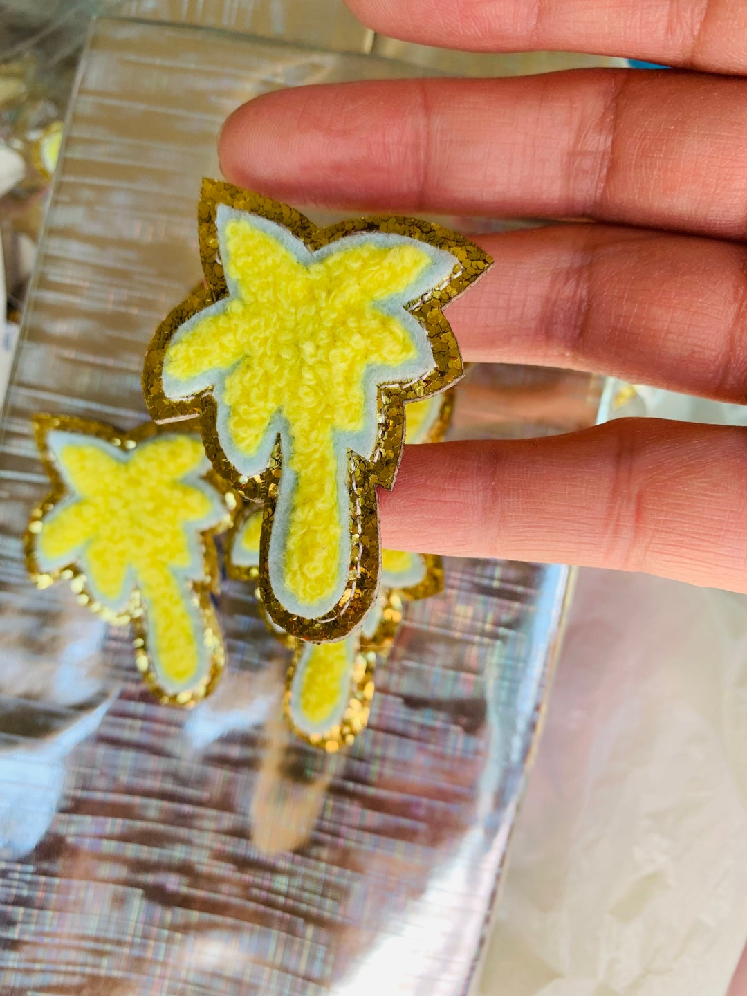 ADHESIVE Tree Chenille Patch-chenille Glitter Patch -rainbow Sticker ...