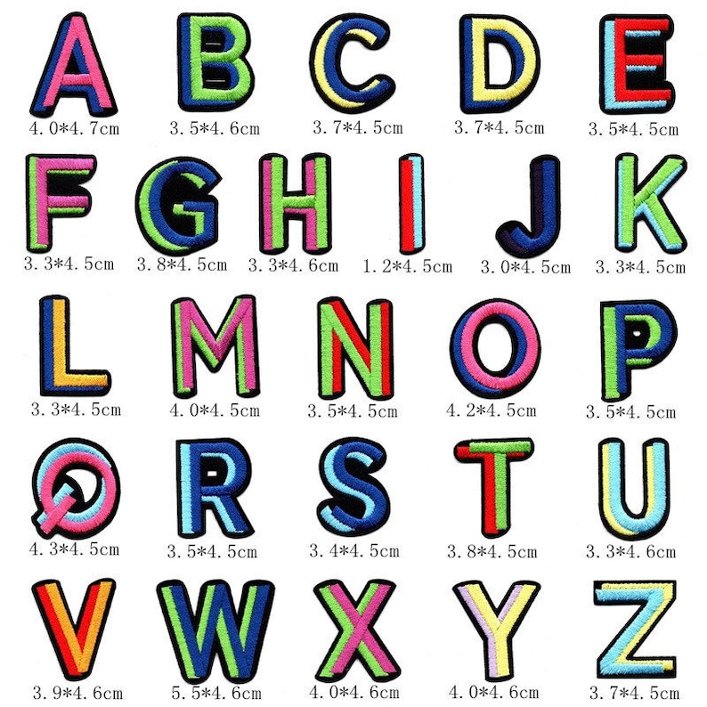 Letter A Thru Z Multi-color Alphabet Patches/sew or Iron on - Etsy