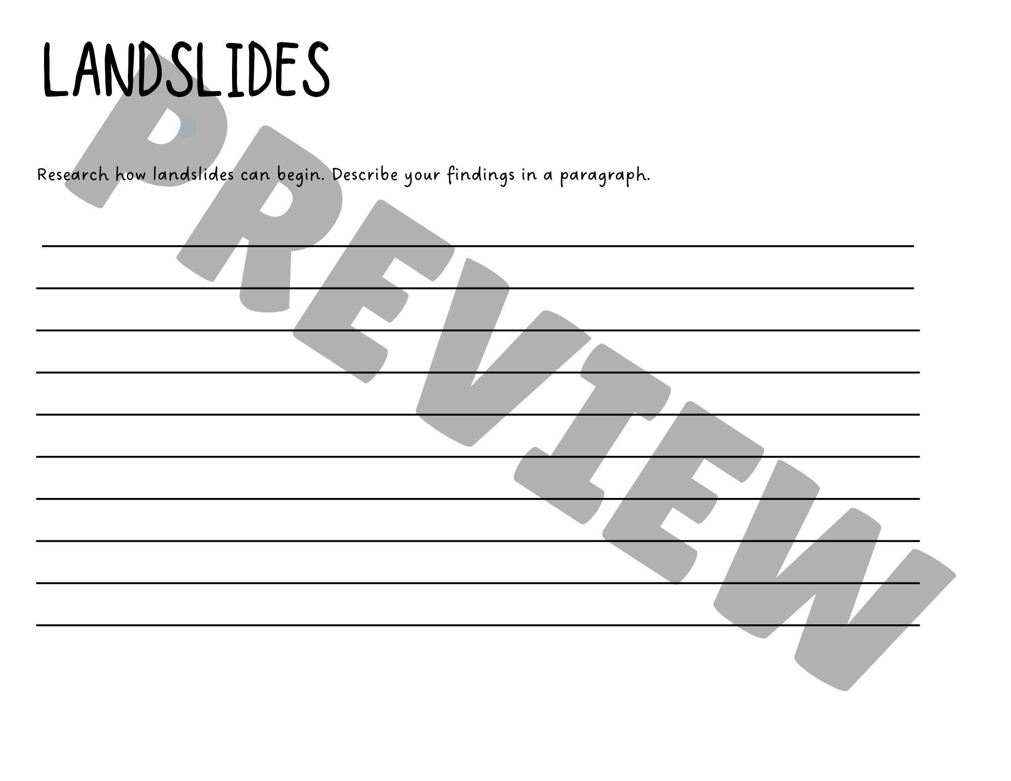 Parts of a Landslide Diagram Labeling Poster Worksheet Set - Elementary ...