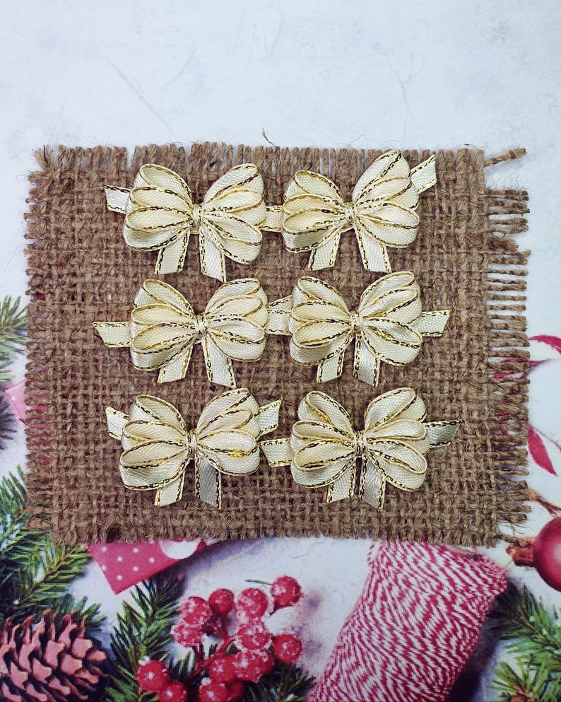 Gold Ivory Craft Bows Small Ribbon Bows Handmade Decorative - Etsy