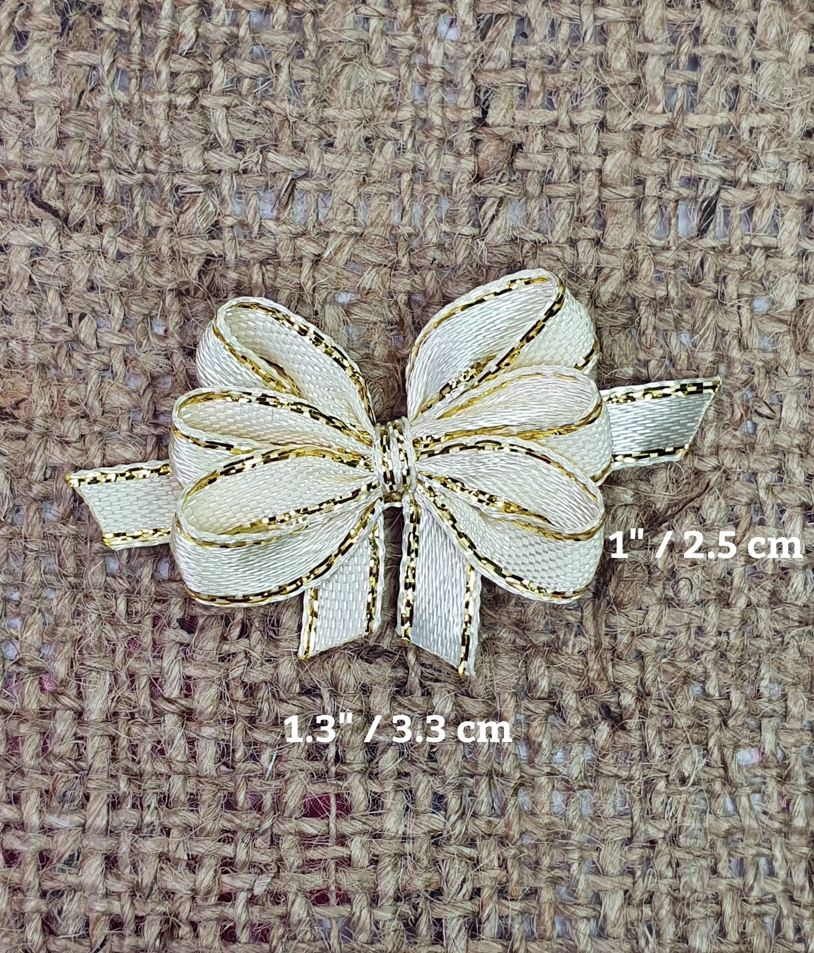 Gold Ivory Craft Bows Small Ribbon Bows Handmade Decorative - Etsy