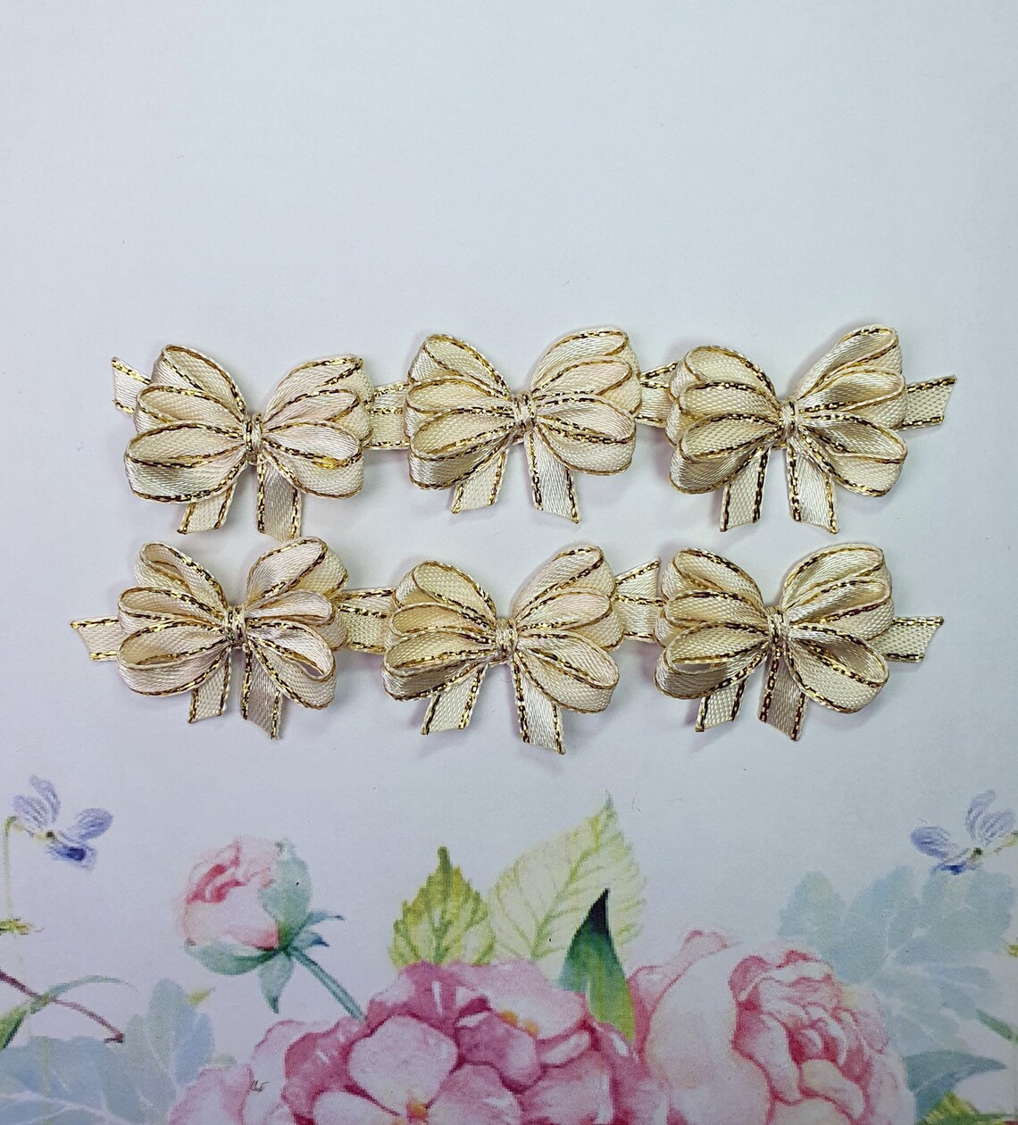 Gold Ivory Craft Bows Small Ribbon Bows Handmade Decorative - Etsy