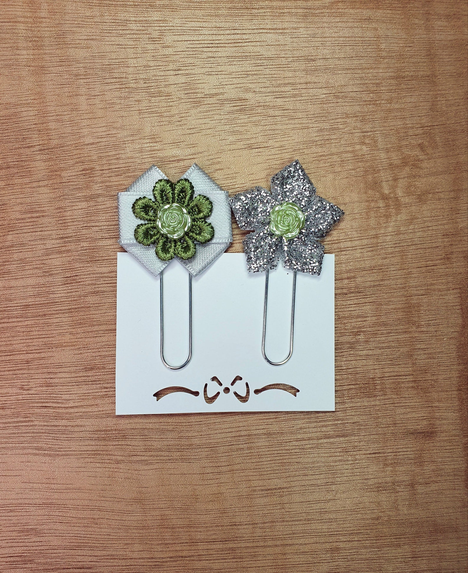 Set of 2 Mixed Page Clips Gray Ribbon Planner Clips | Etsy