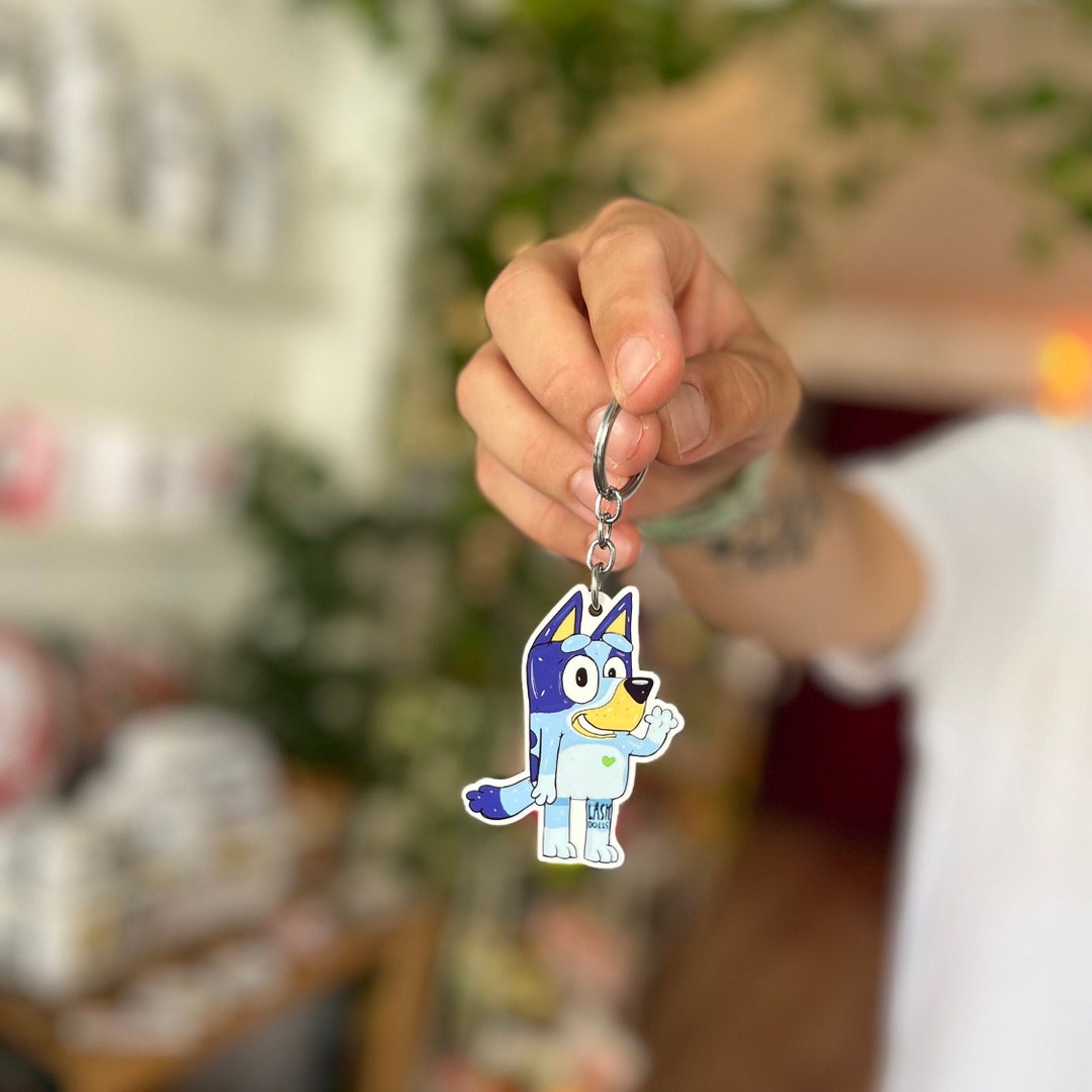 Bluey Printed Wooden Key-chain - Etsy