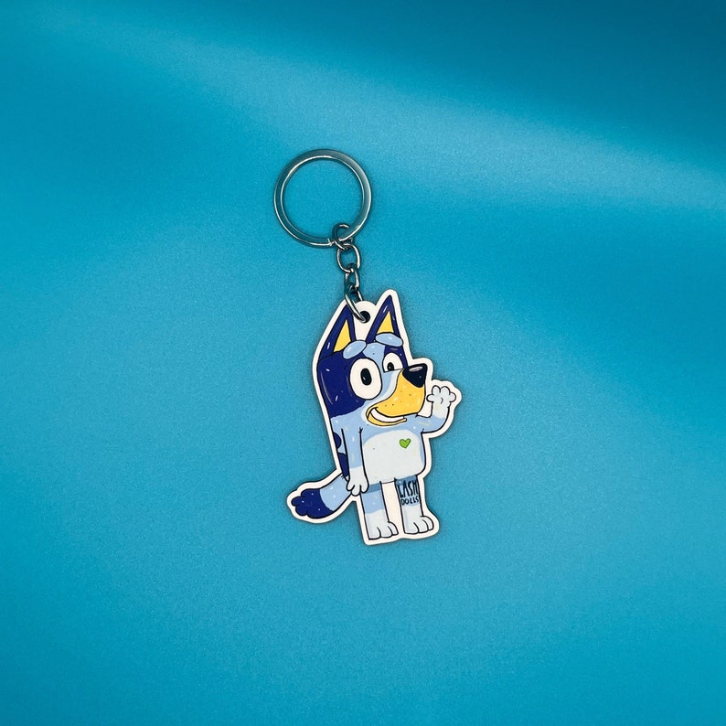 Bluey Printed Wooden Key-chain - Etsy