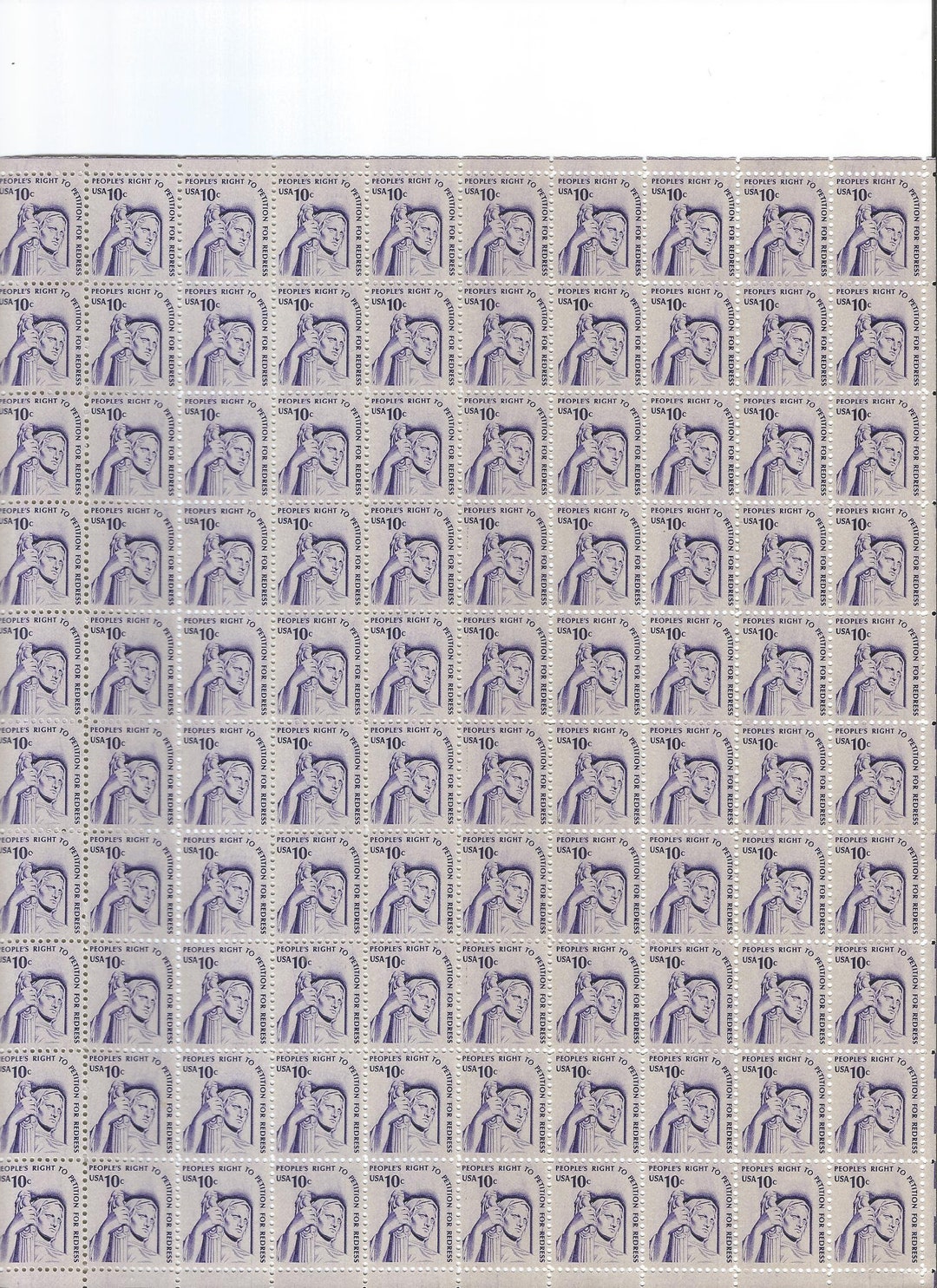Peoples Right to Petition for Redress 10 Cents Full Page Stamps - Etsy