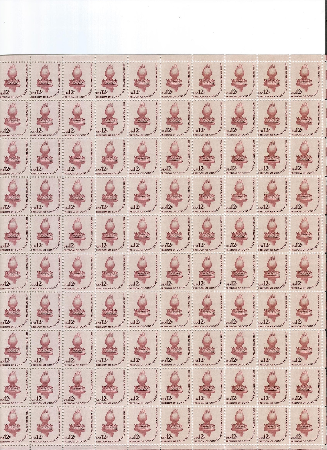 Freedom of Conscience an American Right 12 Cents Full Sheet Stamps - Etsy