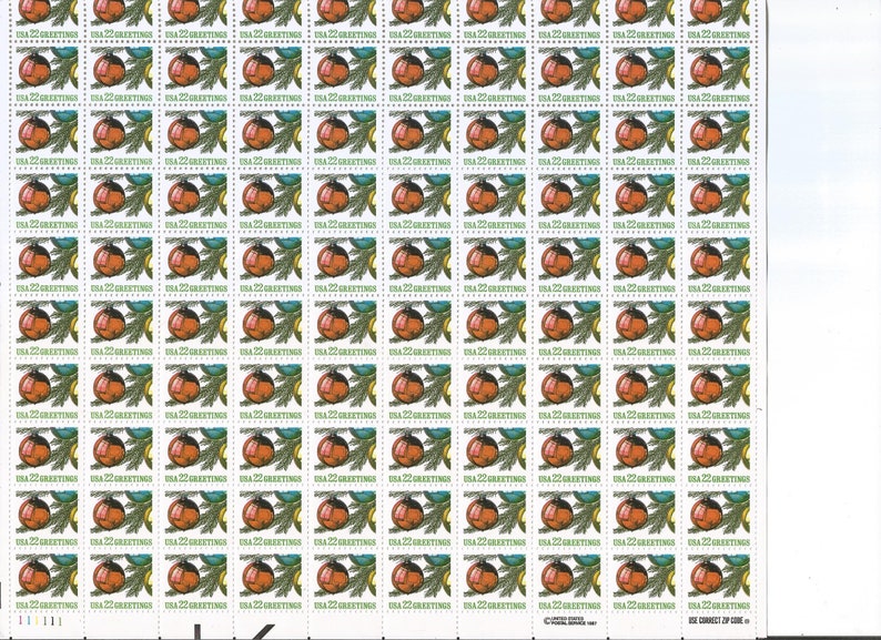 1987 USA Greetings 22 Cents Full Sheet Stamps - Etsy