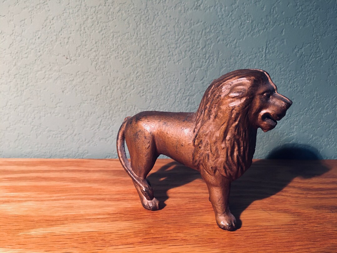Vintage Cast Iron Lion Bank - Etsy