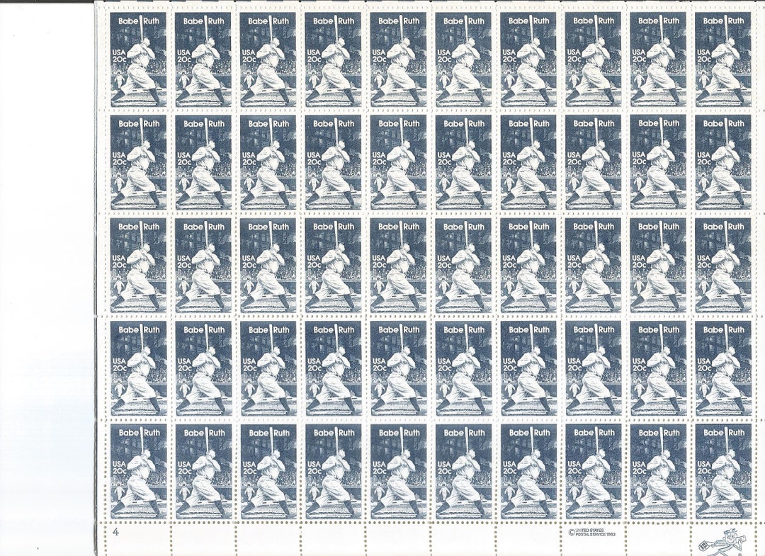 1983 Babe Ruth 20 Cents Full Sheet Stamps - Etsy