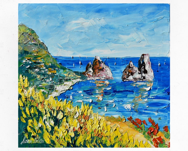 Capri Painting on Canvas I Faraglioni Wall Art Decor Gift - Etsy