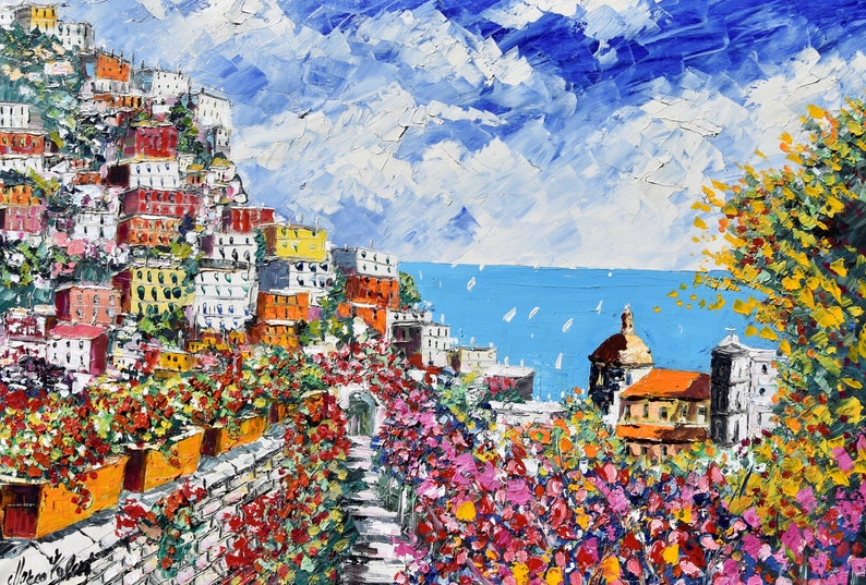 Positano Painting on Canvas Oil Painting Gift for Woman - Etsy