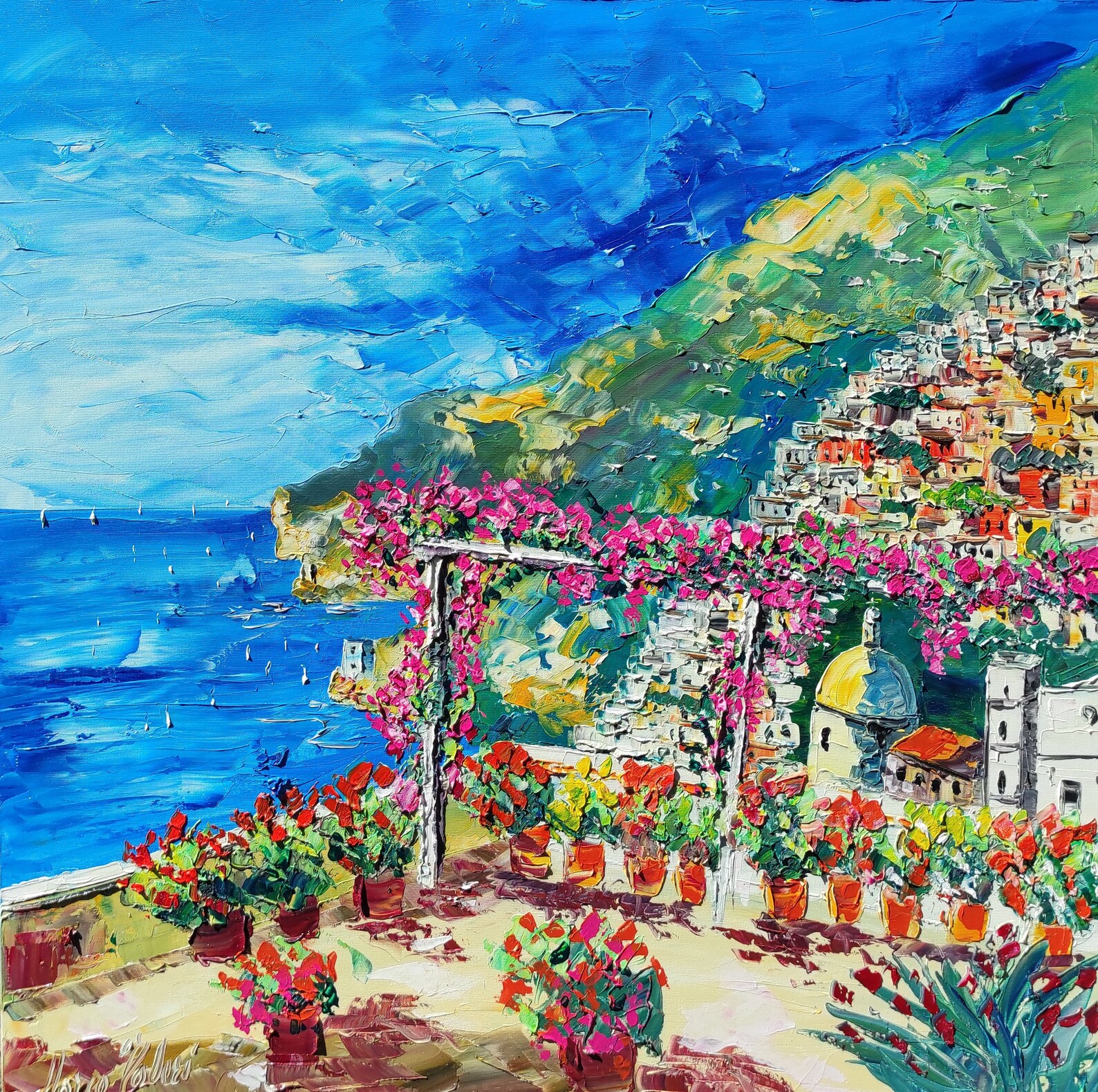 Positano Painting Painting on Canvas Wall Art Decor Gift - Etsy