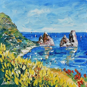 Capri Painting on Canvas, I Faraglioni, Wall Art Decor, Gift for Woman ...
