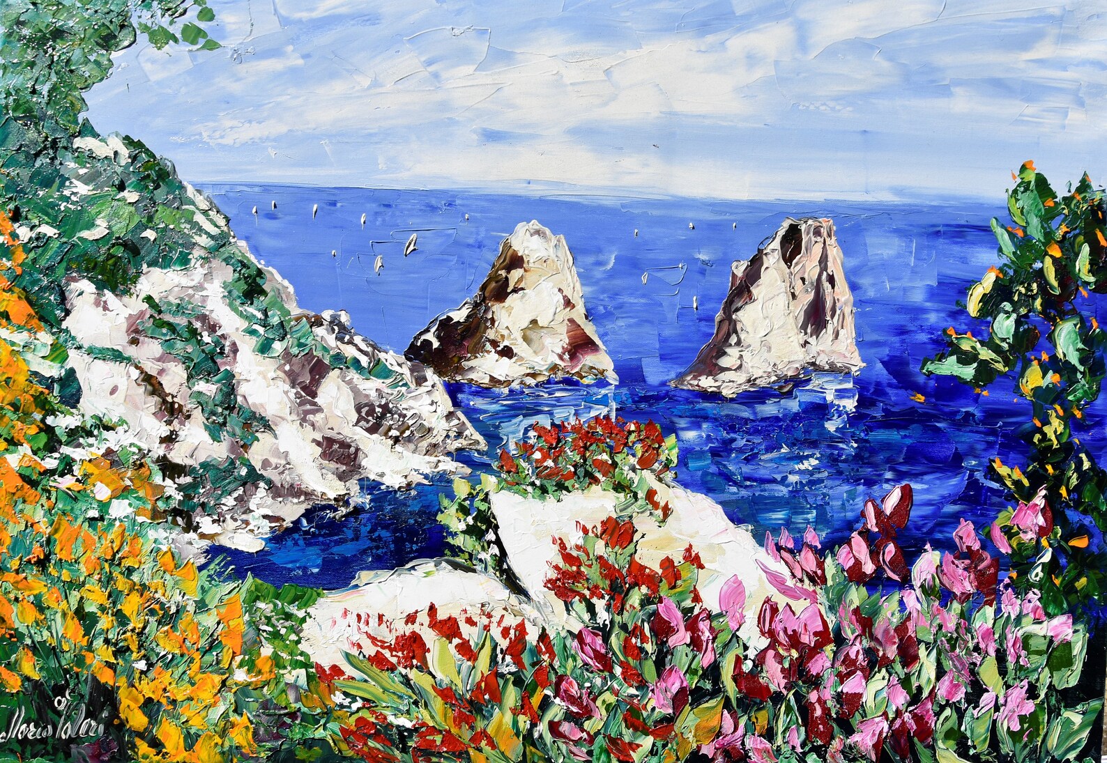 Capri Painting on Canvas I Faraglioni Wall Art Decor Gift - Etsy