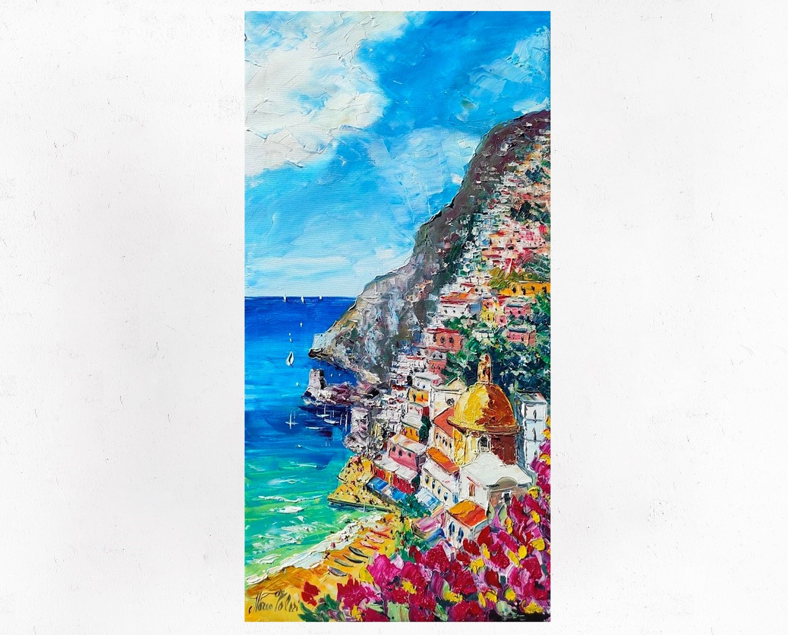 Positano Painting on Canvas Wall Art Decor Gift Idea. Oil on | Etsy