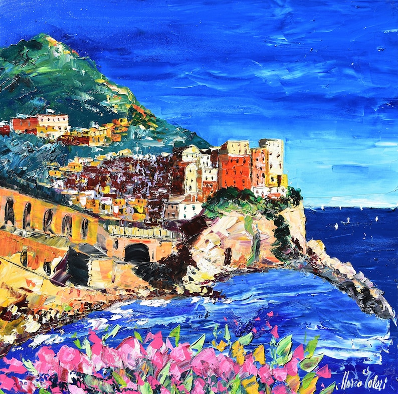 Manarola Painting on Canvas Cinque Terre Wall Art Decor - Etsy