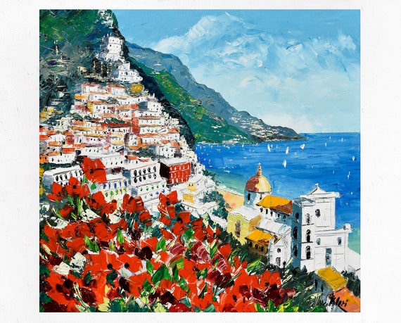 Positano Painting Painting on Canvas Wall Art Decor Gift | Etsy