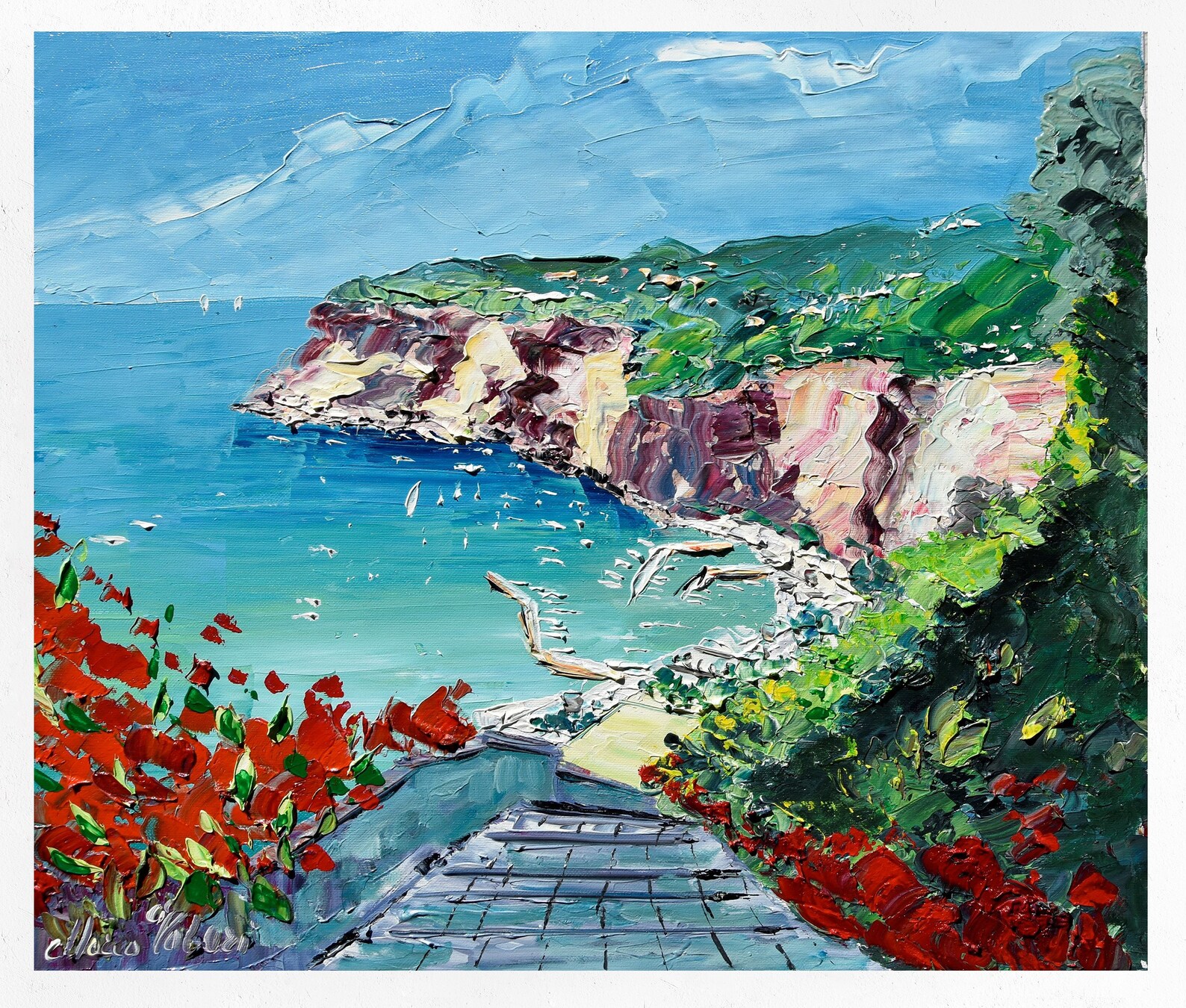 Capri Painting the Coast Painting on Canvas Wall Art Decor - Etsy