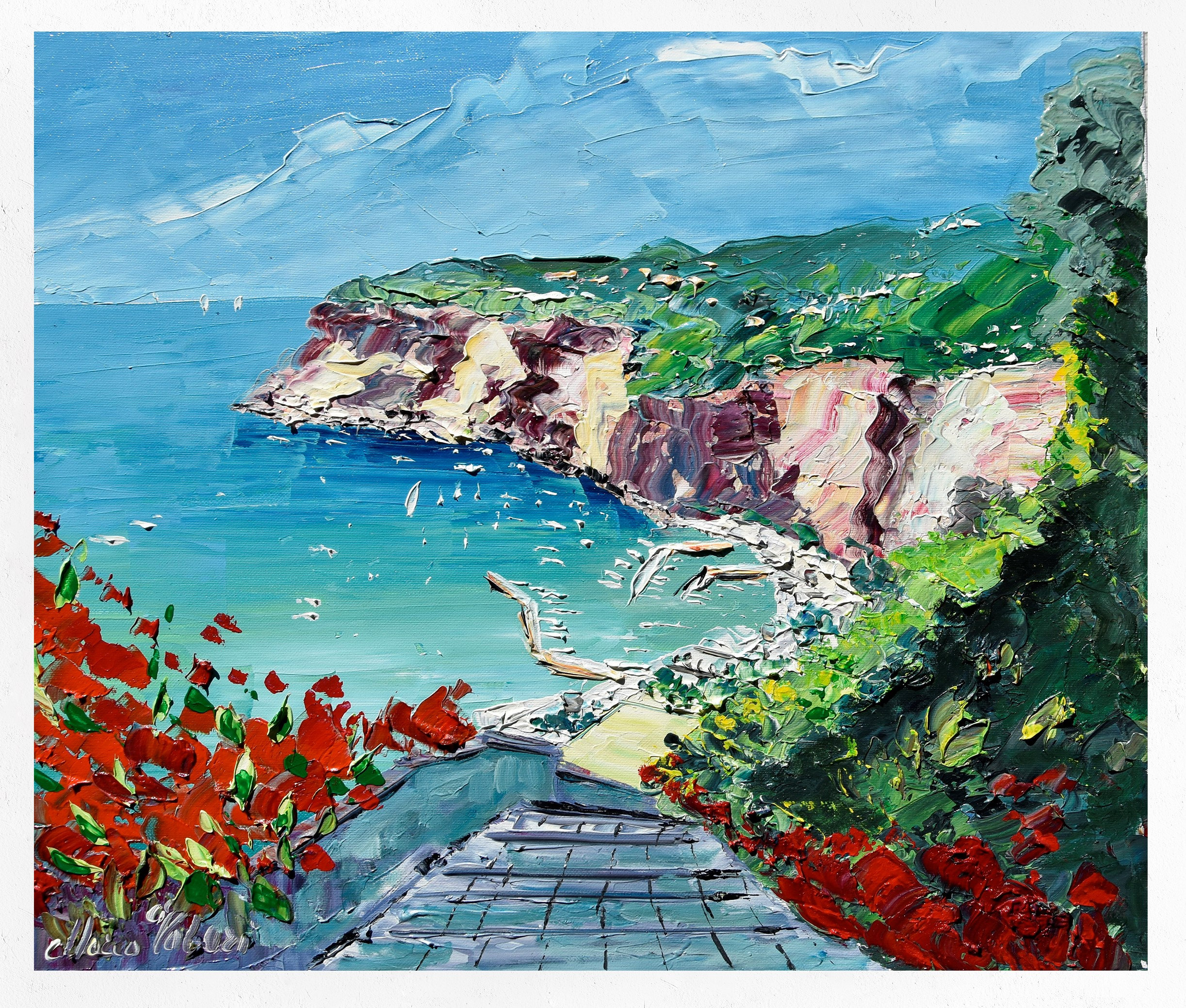 Capri Painting the Coast Painting on Canvas Wall Art Decor - Etsy