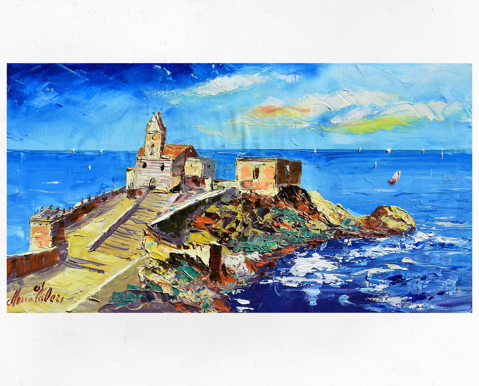 Porto Venere Oil Painting on Canvas, Originale Arte Moderna Strutturata ...