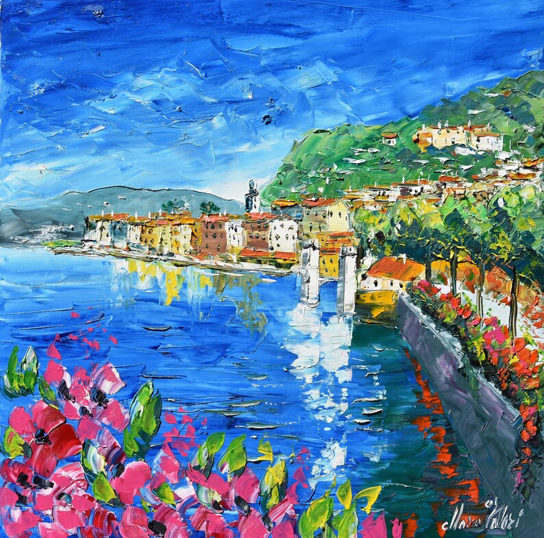 Bellagio Painting on Canvas Como Lake Gift Idea Wall Art - Etsy