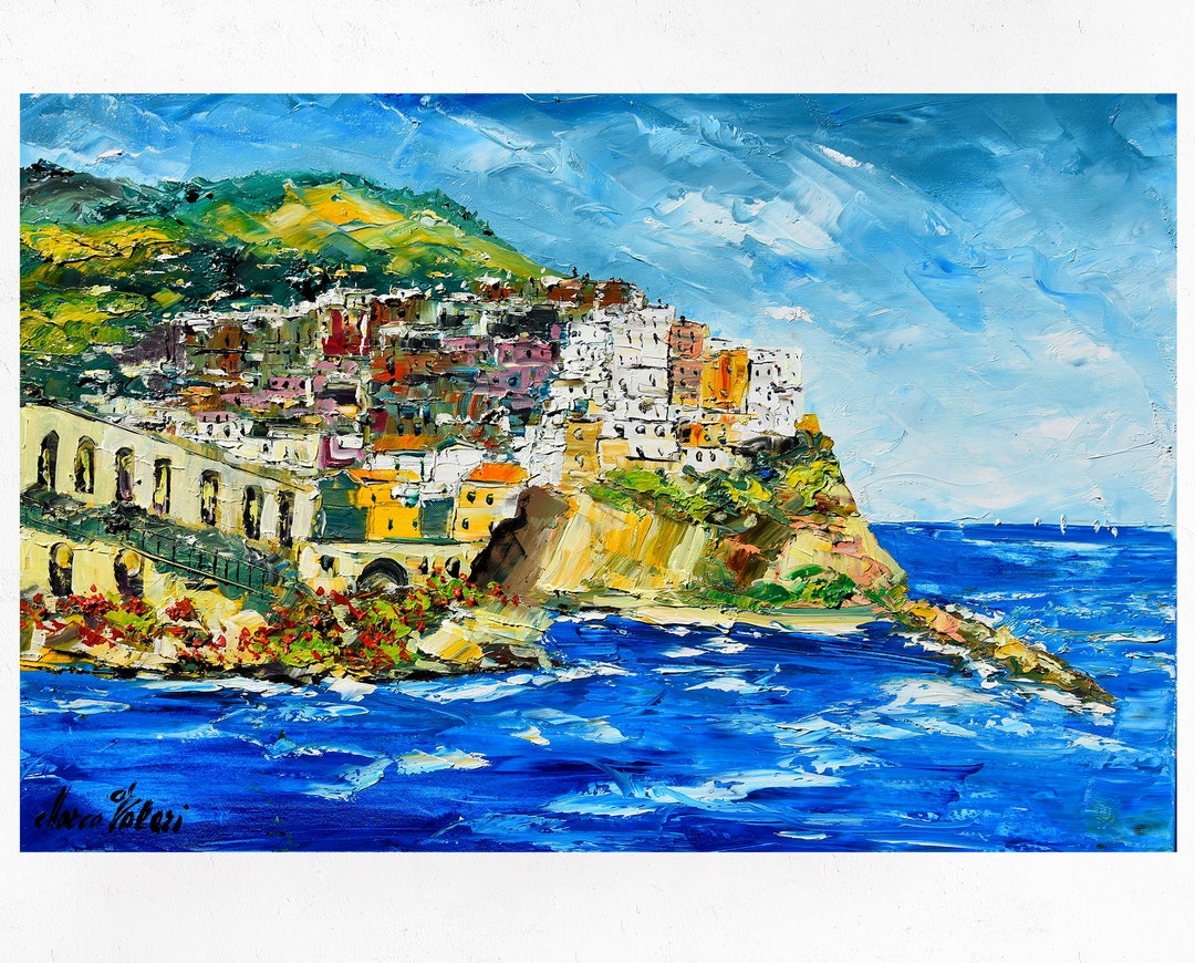 Manarola Painting on Canvas, Cinque Terre, Wall Art Decor, Gift Idea ...